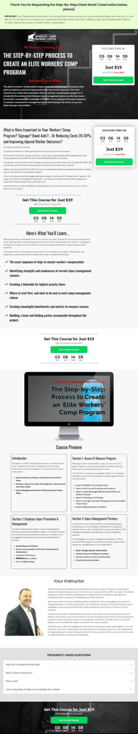 Thank You Page - Amaxx Workers' Comp Training Center